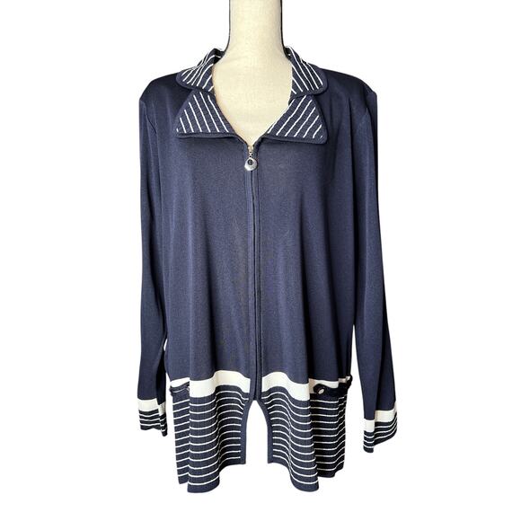 Misook | Jackets & Coats | Misook Woman Jacket In Blue And White Full ...